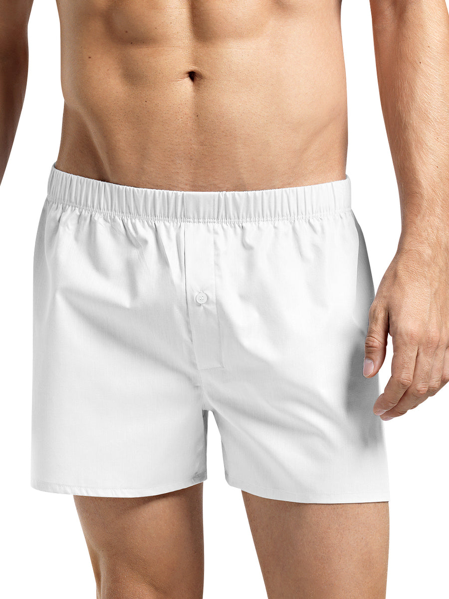 HANRO Boxers, Boxer FANCY WOVEN, blanc, bleu clair, gris à carreaux ...