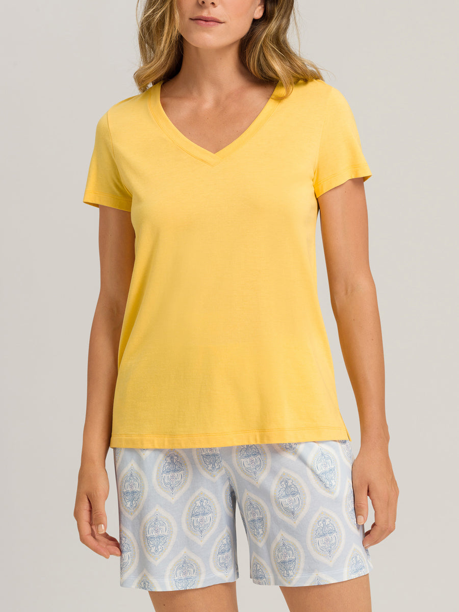 HANRO kurzes Pyjama aus Baumwolle und Modal, SLEEP & LOUNGE, gelb ...